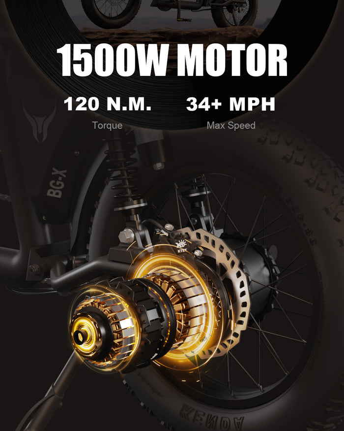 BIGNIU BG-X PRO Adult Electric Bike, 1500W Brushless Motor 52V/27Ah Range Up to 38 Miles ...